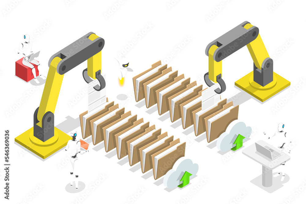 3D Isometric Flat Conceptual Illustration of Data Extraction with RPA ...