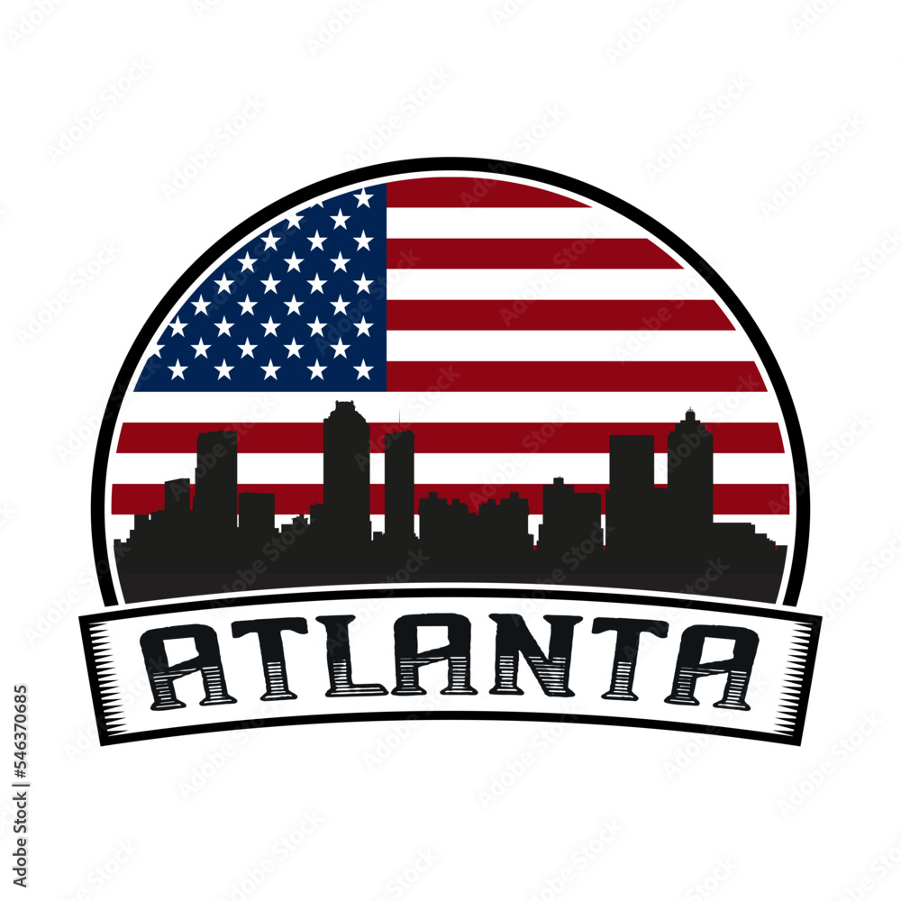 Atlanta Georgia USA Skyline Sunset Travel Souvenir Sticker Logo Badge ...