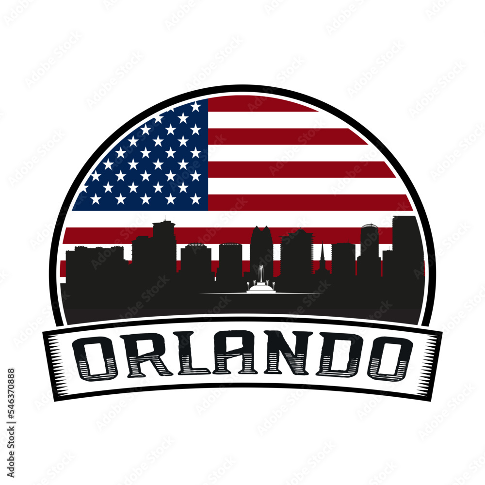 Orlando Florida USA Skyline Sunset Travel Souvenir Sticker Logo Badge ...