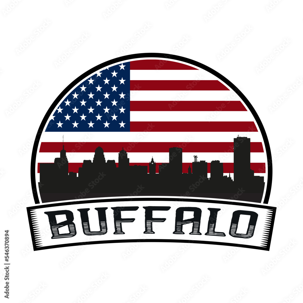 Buffalo New York USA Skyline Sunset Travel Souvenir Sticker Logo Badge ...
