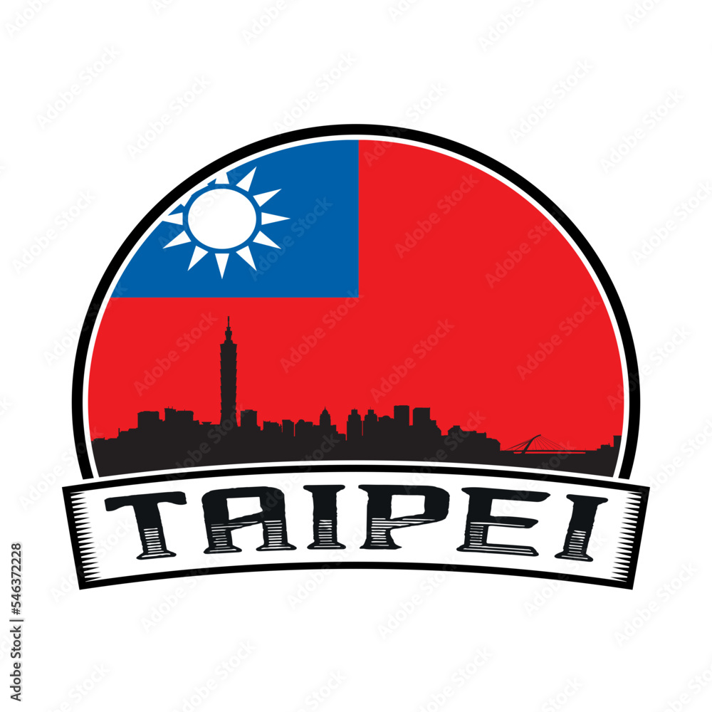 Taipei Taiwan Skyline Sunset Travel Souvenir Sticker Logo Badge Stamp ...