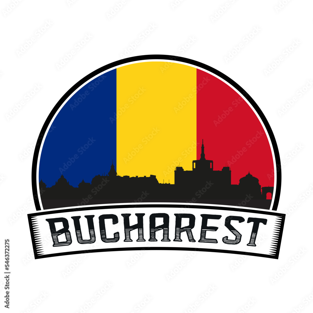 Bucharest Romania Skyline Sunset Travel Souvenir Sticker Logo Badge ...