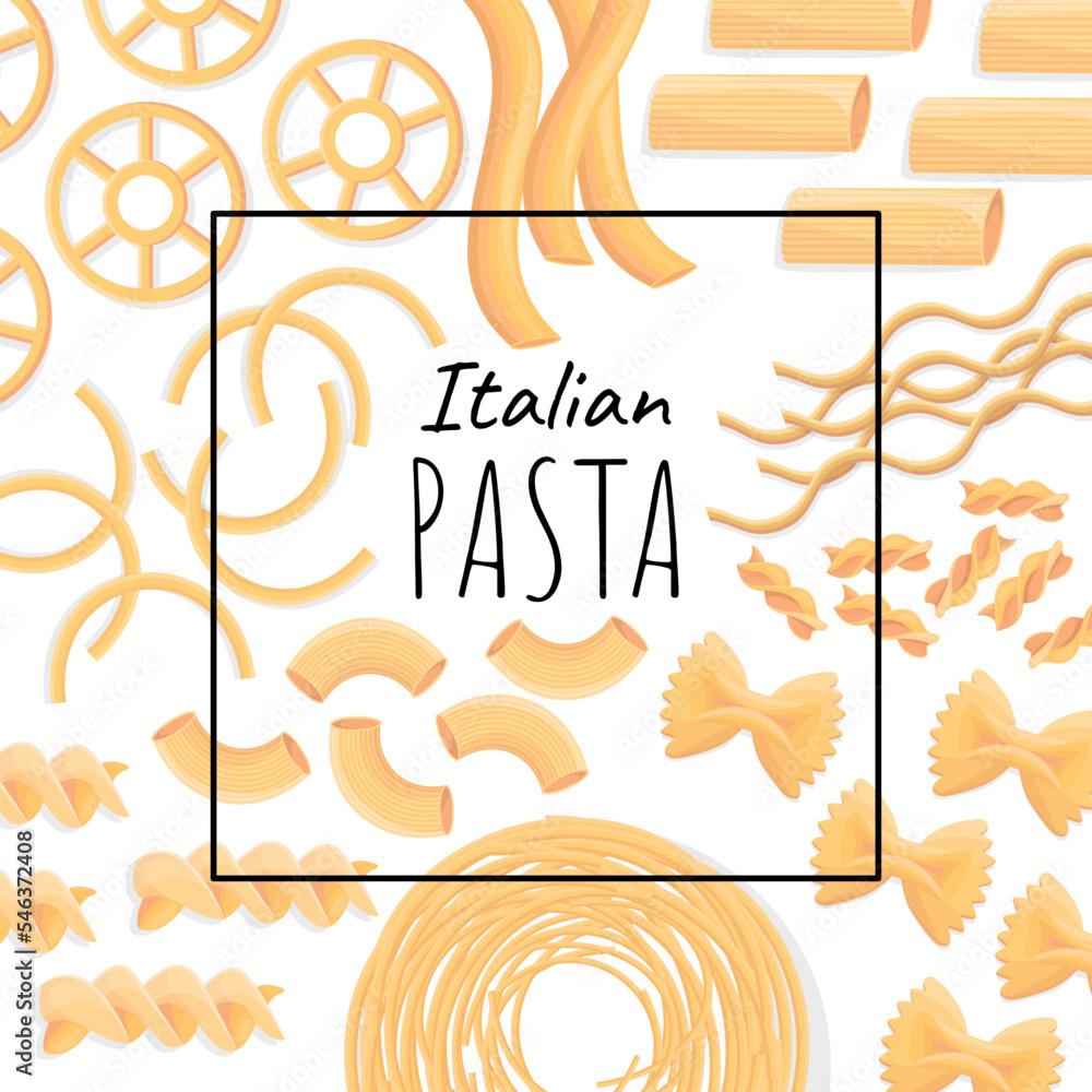 Pasta set. Italian traditional macaroni cartoon illustration icon ...