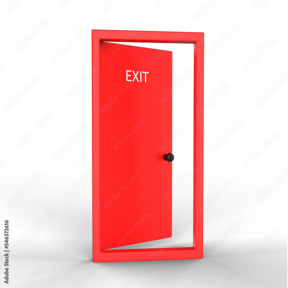 3d render fire exit red door with door frame Stock Illustration | Adobe ...