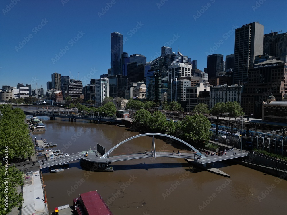 Southgate foot bridge , Evan Walker pedestrian bridge, Melbourne Stock ...