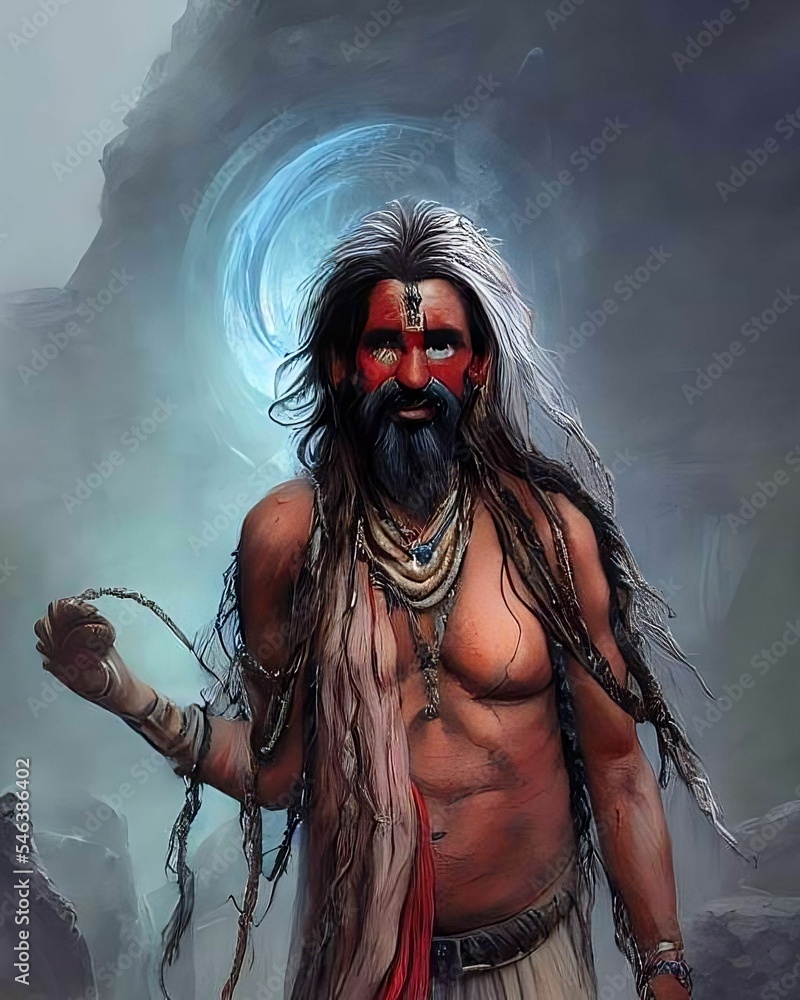 portrait of an Aghori man, not a real person, generated A.I Stock ...