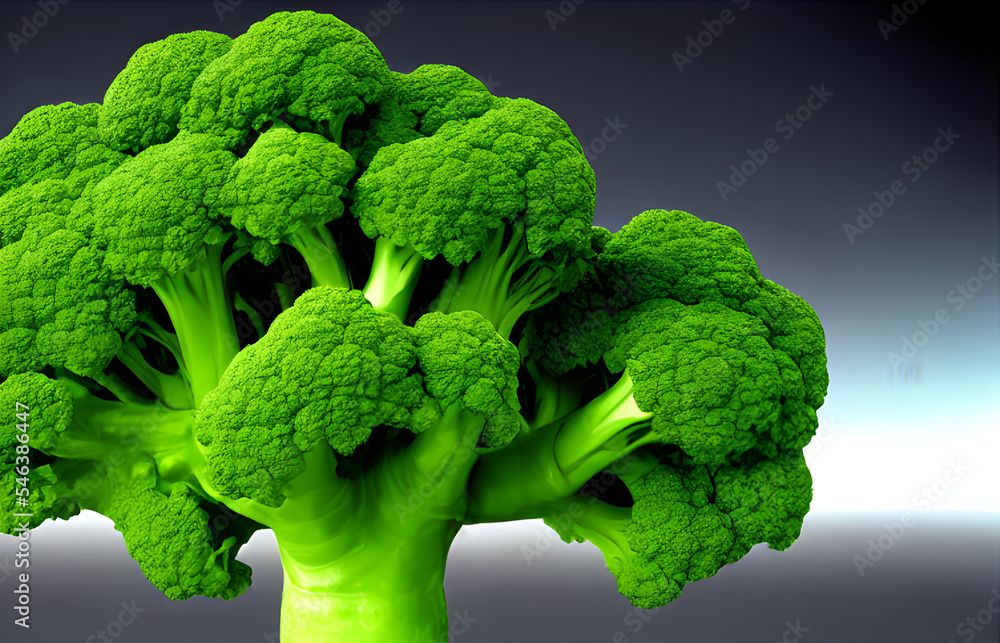 Realistic Digital Illustration Close Up Isolated Broccoli Stock ...