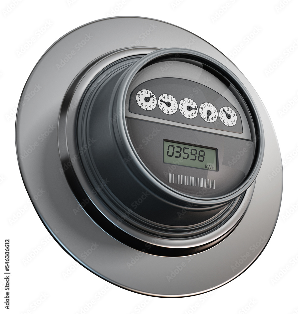 Electric meter with LCD panel on transparent background Stock ...