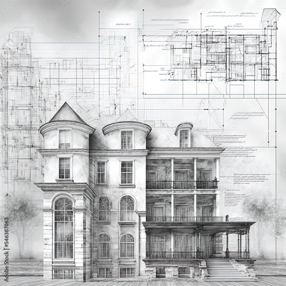 Architectural background, architectural plan, construction drawing ...