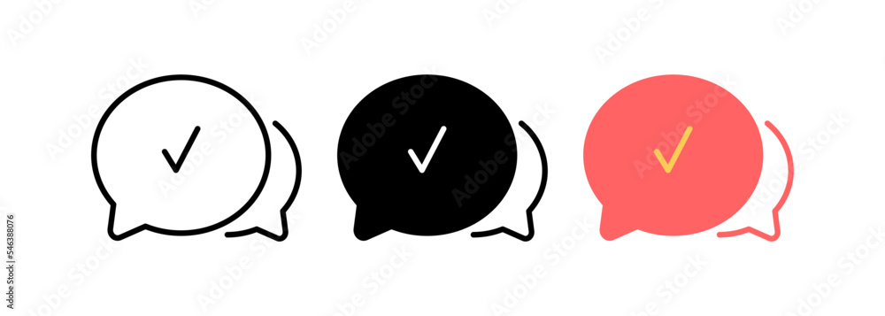 Check mark icon. Continuous line check mark chat bubble. Approved sign ... Check mark icon. Continuous line check mark chat bubble. Approved sign ...