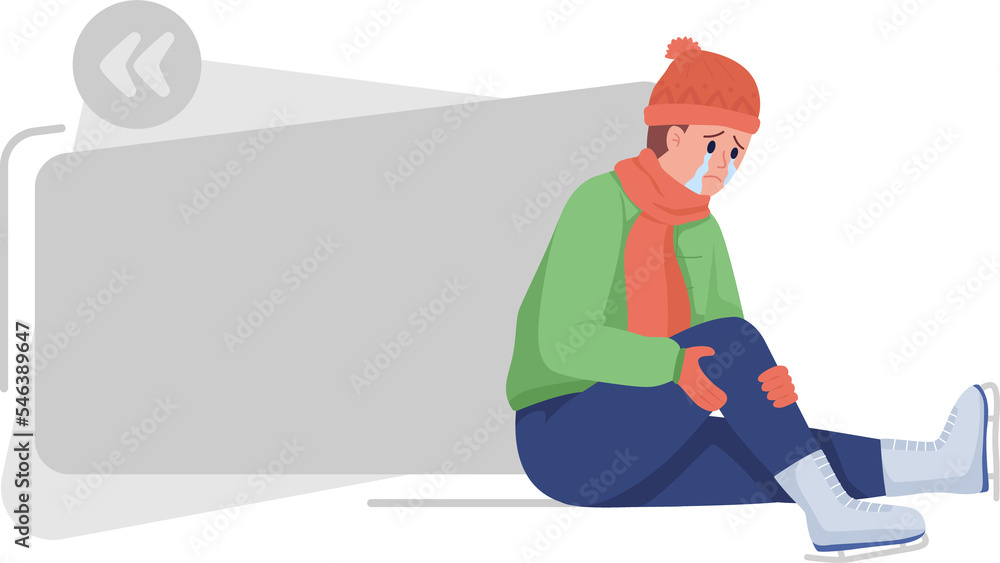 Crying child quote textbox with flat character. Leg hurts. Injury and ...