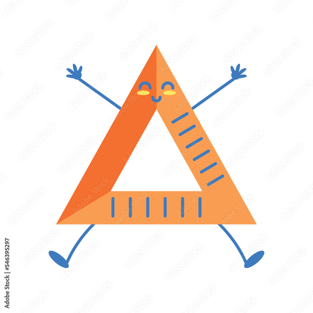 triangle ruler cartoon school Stock Vector | Adobe Stock