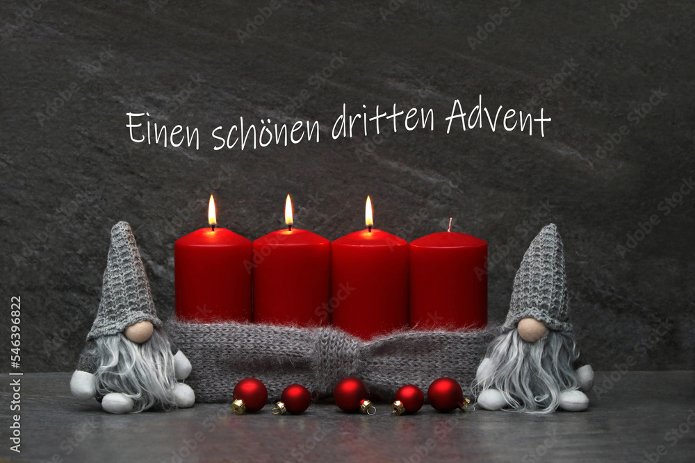 Fotografia do Stock: Fotoserie zur Adventszeit: Rote Adventskerzen mit ...