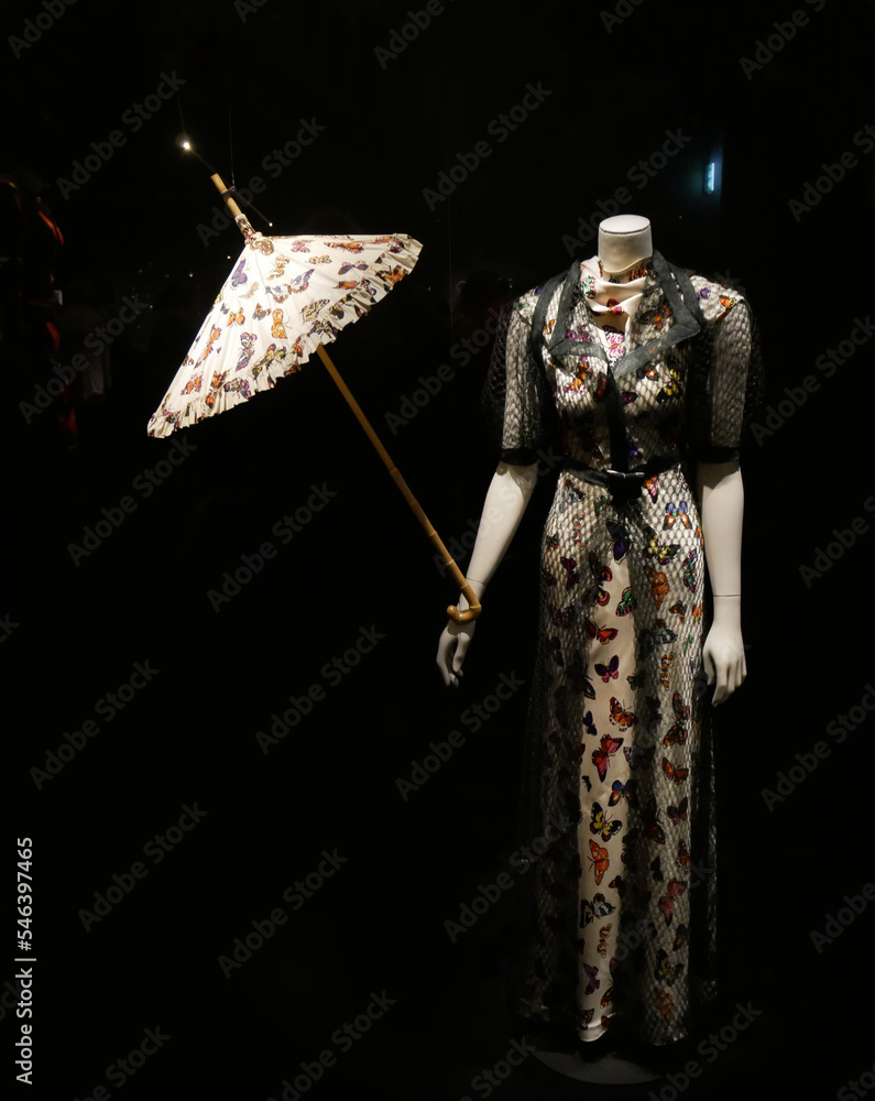 Dress and umbrella. Elsa schiaparelli collection - Paris Stock Photo ...