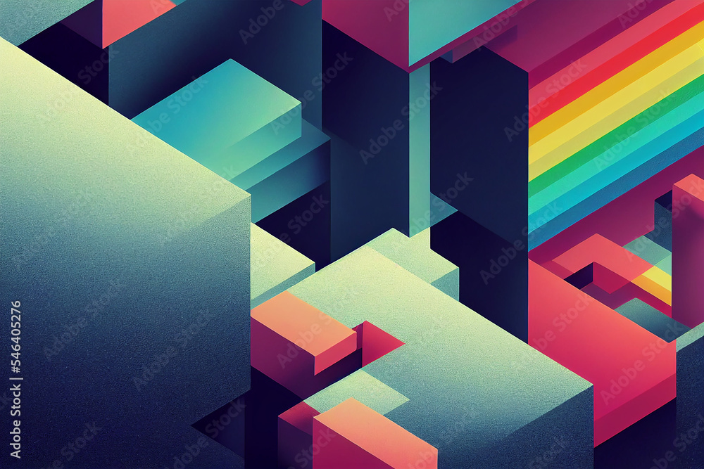 background illustration in the style of 2d and 3d mash up, abstraction ...