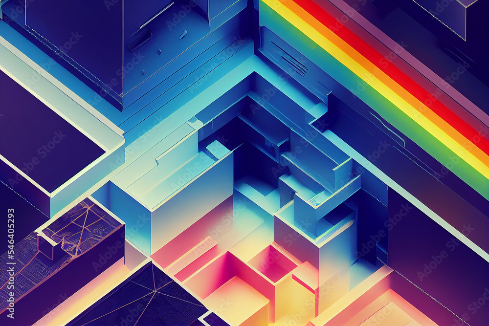 background illustration in the style of 2d and 3d mash up, abstraction ...