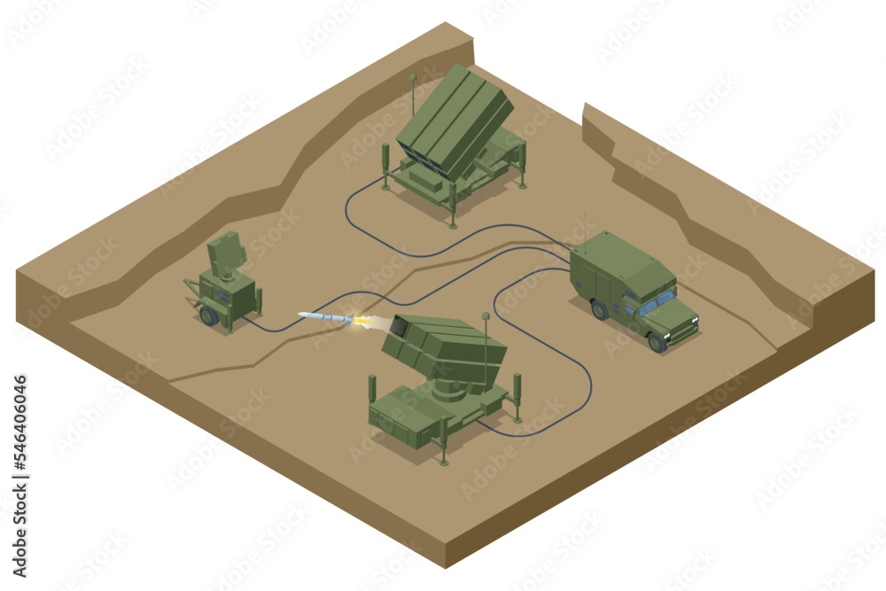Isometric NASAMS Surface-to-air missile system. The system defends ...