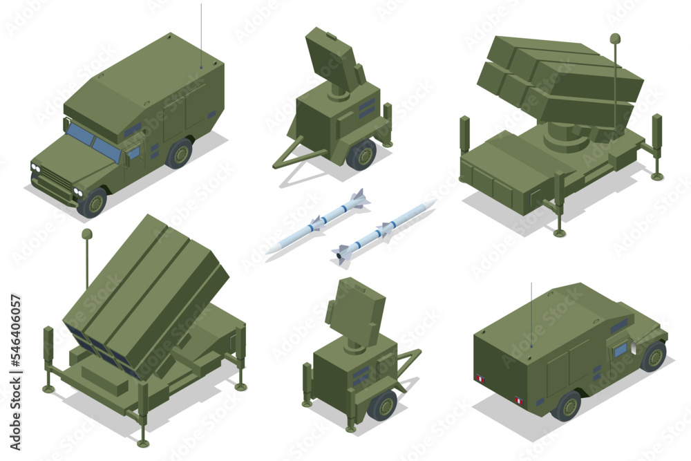 Isometric NASAMS Surface-to-air missile system. The system defends ...