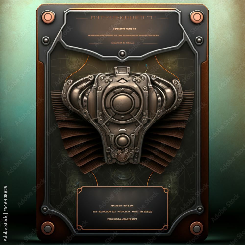 Elegant dieselpunk Sci-fi card back frame template steampunk ...