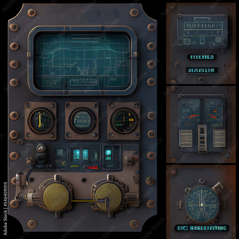 Sci-fi card back frame terminal monitor template steampunk biomechanical texture design device ...