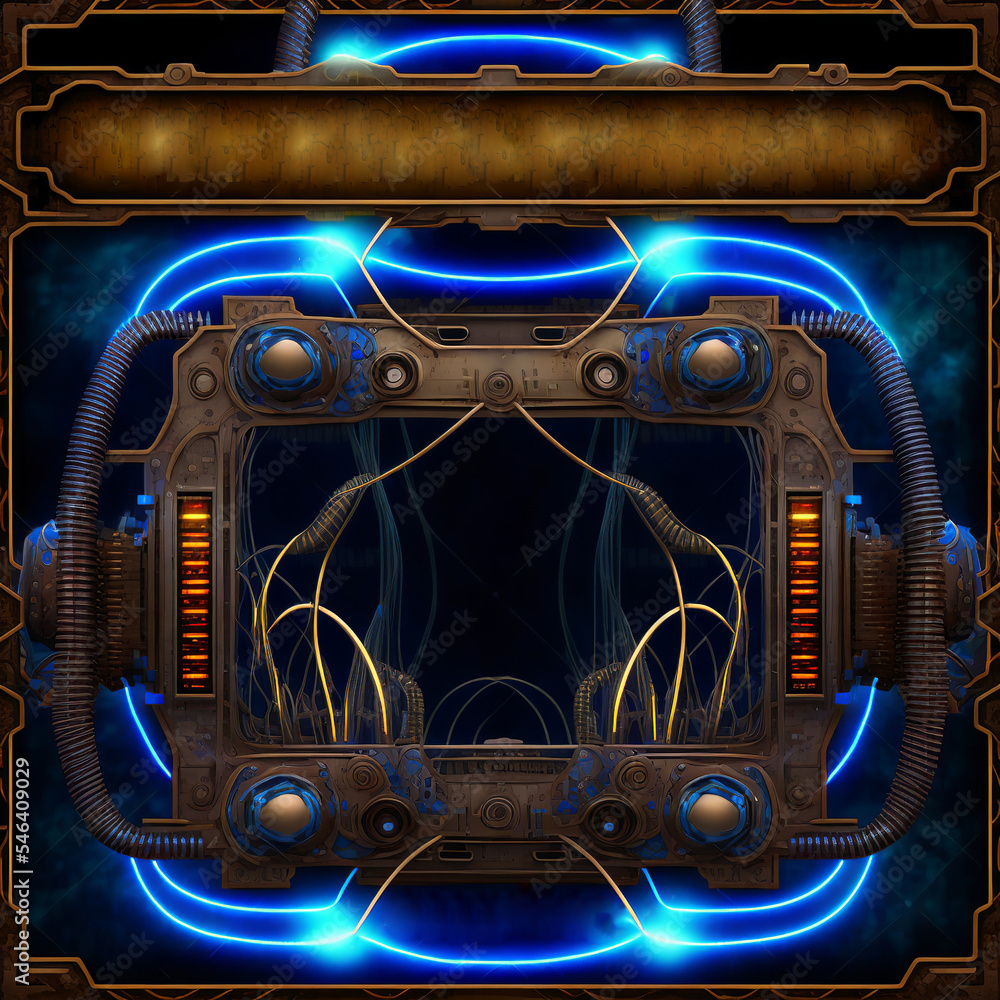 Sci-fi card back frame template steampunk biomechanical texture with ...