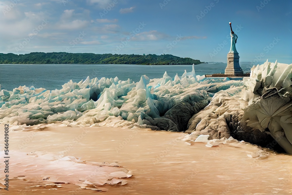 Climate change and melting of glaciers. Amazing tropical island ...