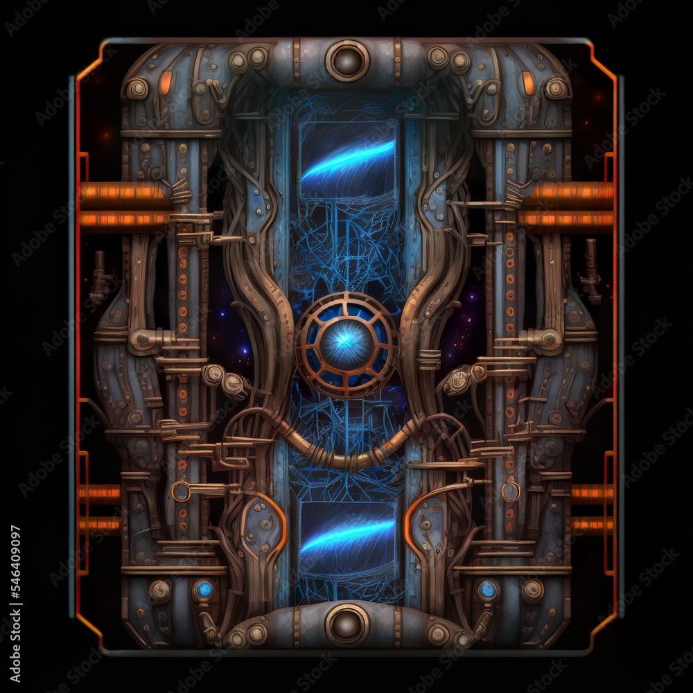 Sci-fi card back frame template steampunk biomechanical texture design ...