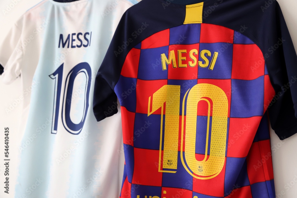 Messi's Barcelona shirt and Argentina football shirt by Lionel Messi ...