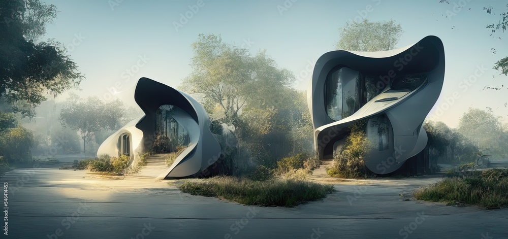 Futuristic tiny house architecture building designed by AI, eco house ...