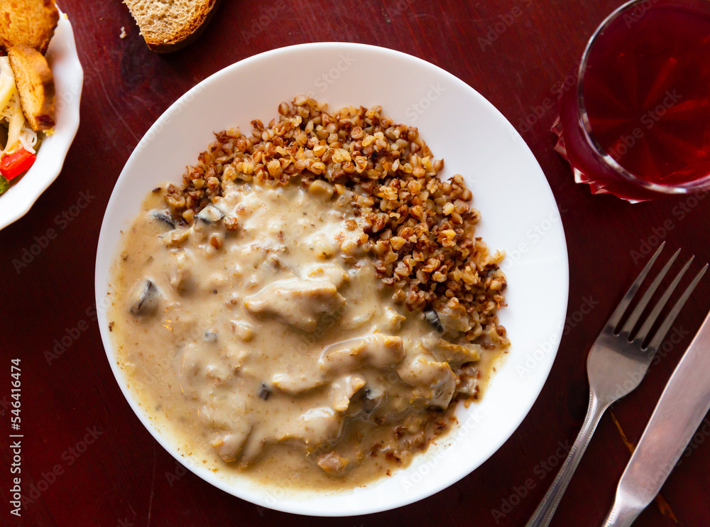 Popular meat dish of Russian cuisine is beef stroganoff, made from ...