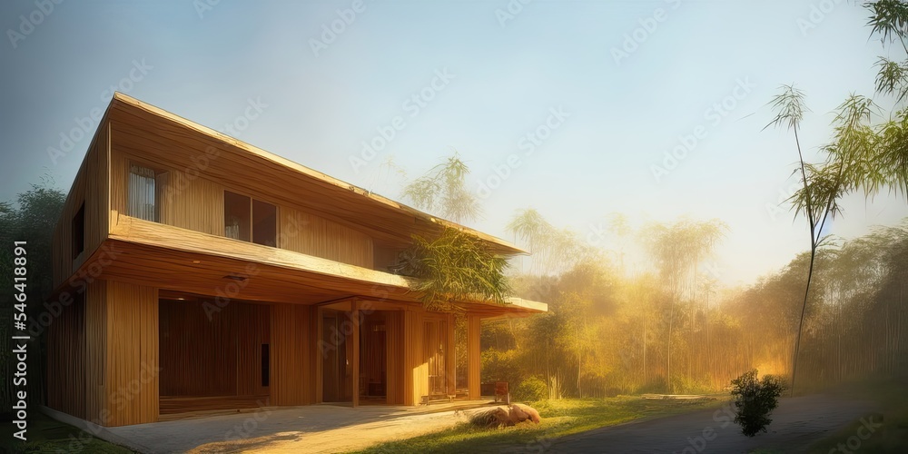 Bamboo house architecture, Futuristic eco house environmentaly friendly ...