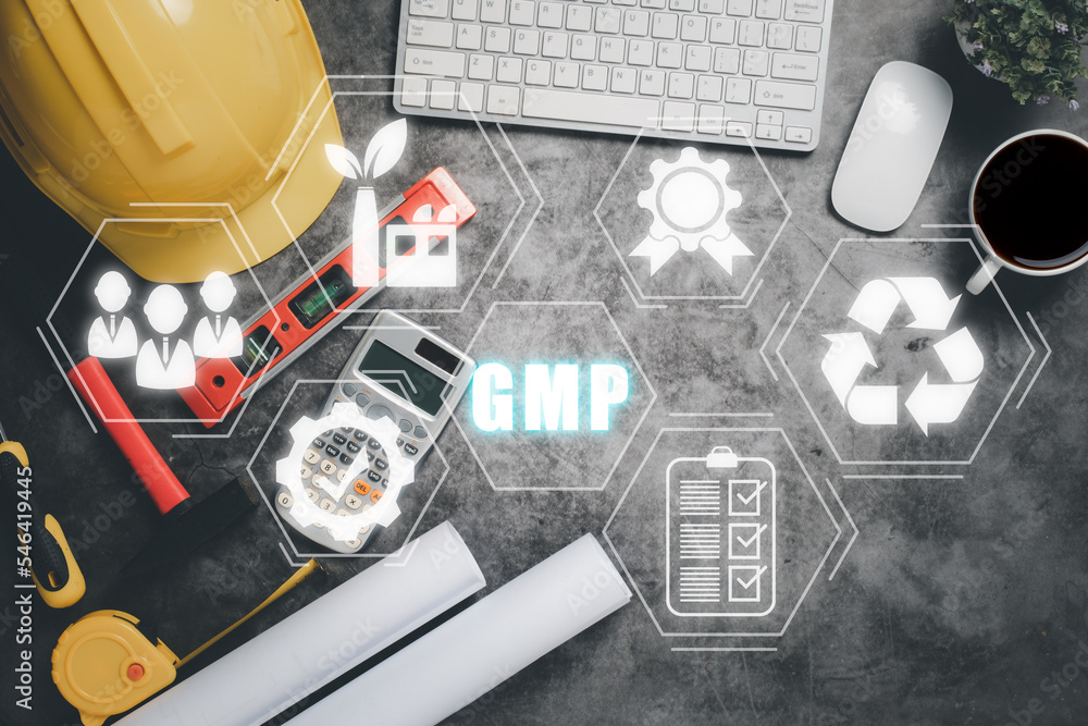 GMP Good Manufacturing Practice Medical Pharmacy Сoncept, Construction ...