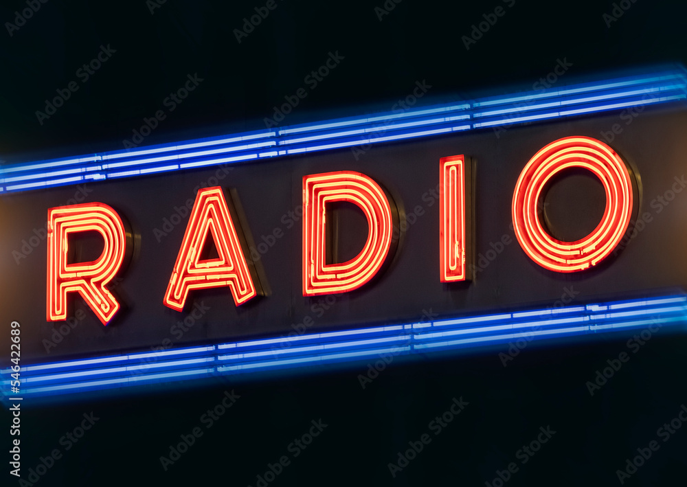 RADIO sign board letter words neon Stock Photo | Adobe Stock