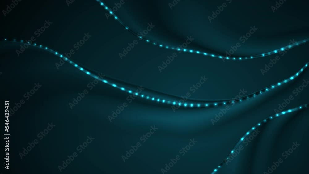 Dark blue glowing sparkling waves abstract background. Seamless looping ...