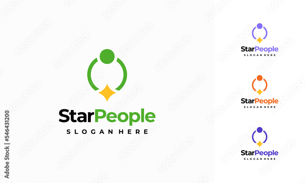 Star People Logo designs concept vector illustration, People Community ...