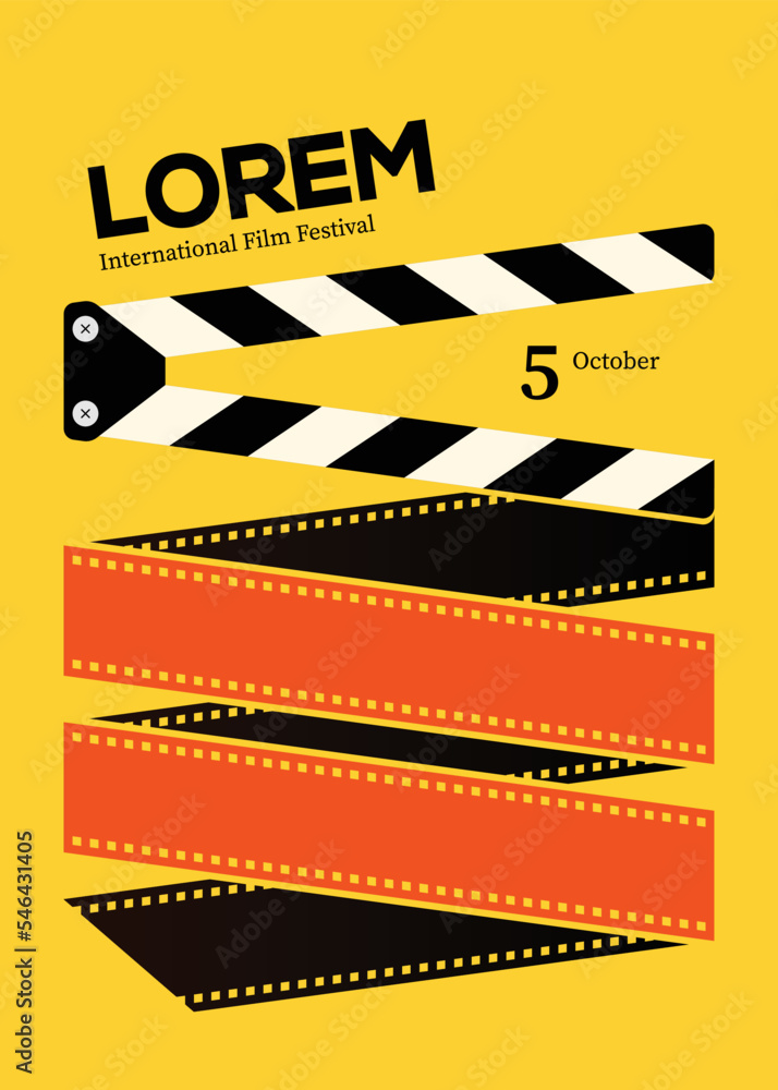 Movie and film poster design template background with vintage filmstrip ...