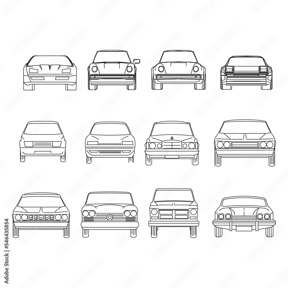 Vehicle outline vector icons isolated on white background Stock Vector ...