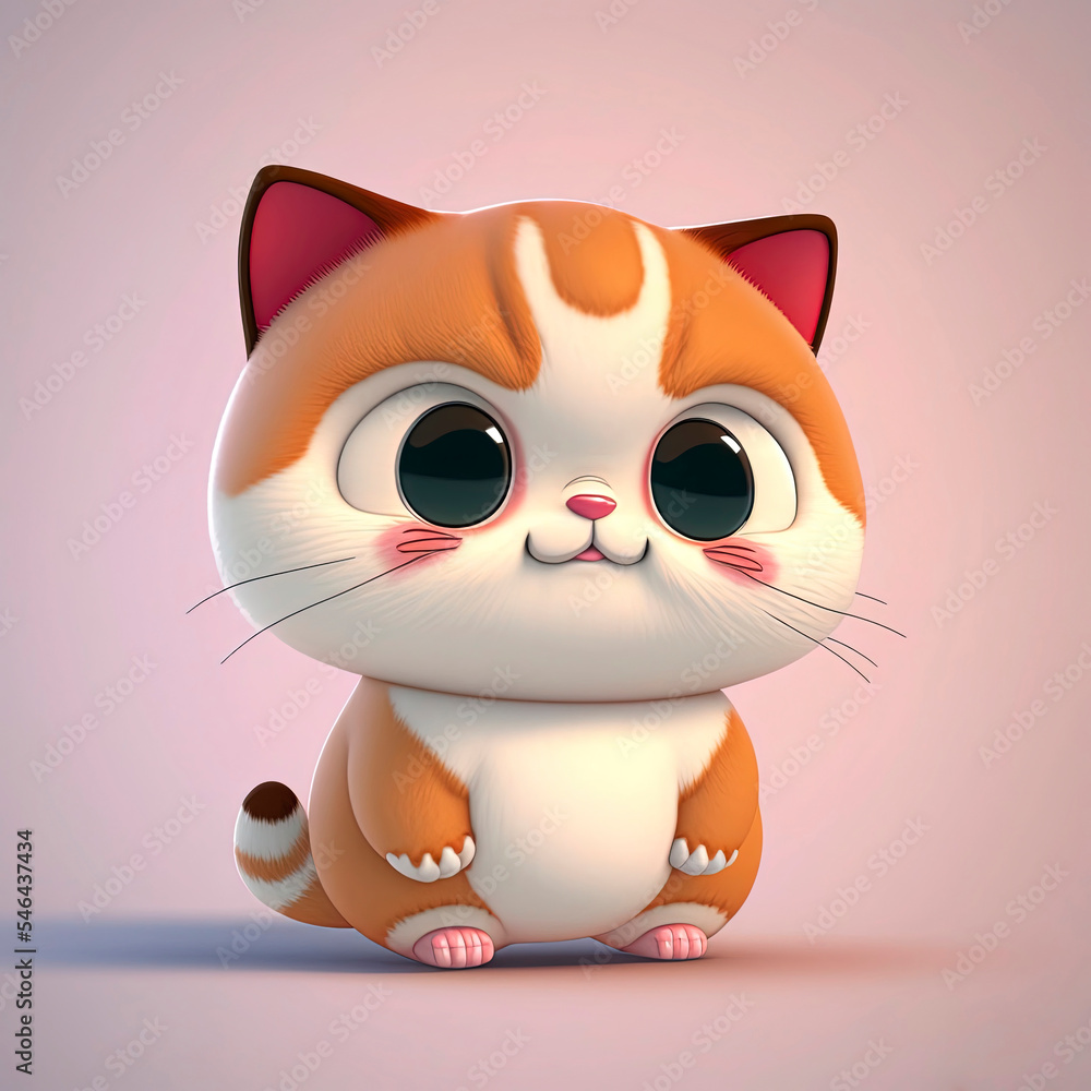 chibi chubby cat 3d render Stock Illustration | Adobe Stock