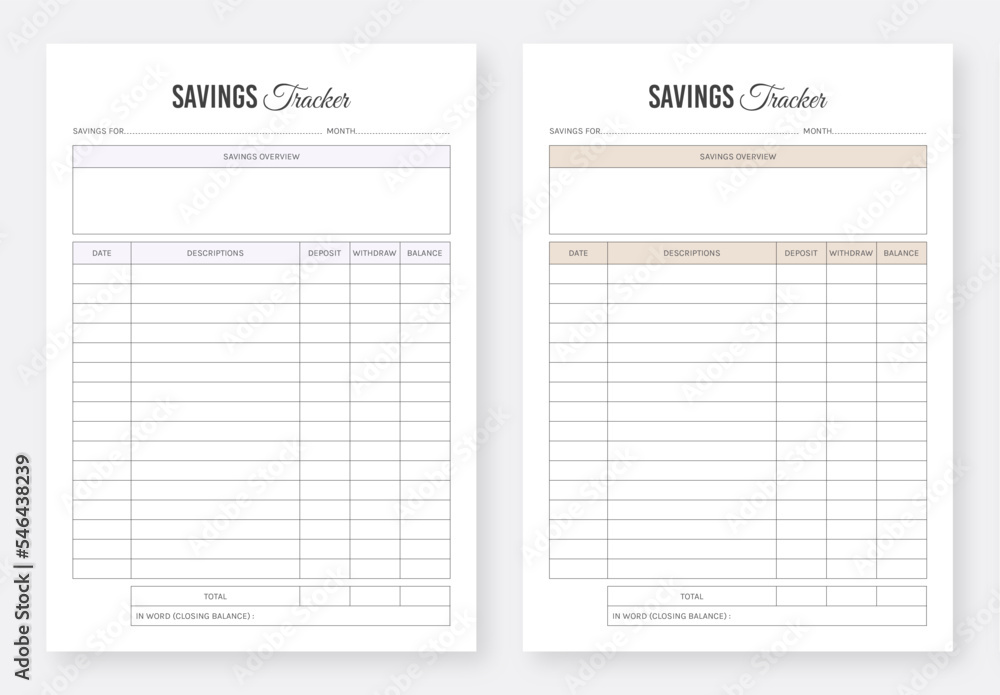 Savings Tracker Template Design. Daily, Weekly, Monthly Savings Tracker ...