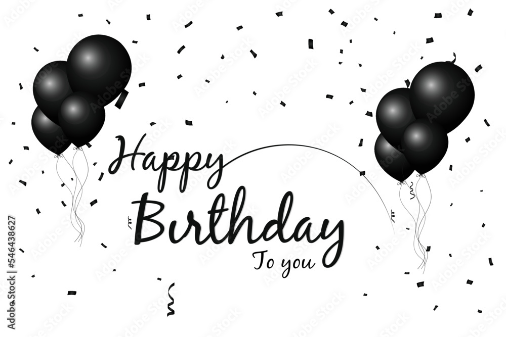 Happy Birthday black color realistic banner design. Stock Vector ...