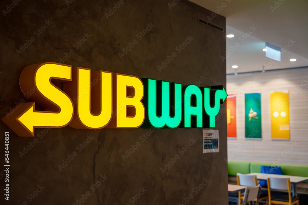 PENANG, MALAYSIA - 15 NOV 2022: Subway logo fast food restaurant ...