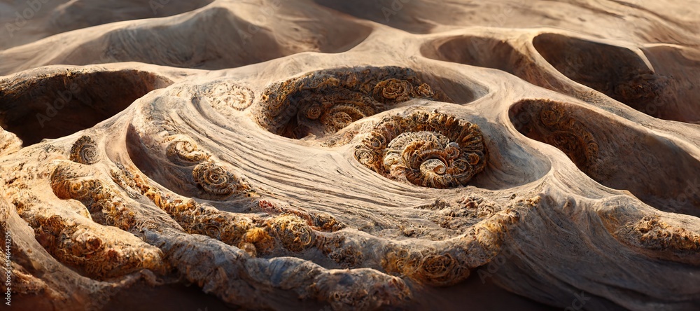 Abstract rock formations and curved dune layers with detailed sandstone ...