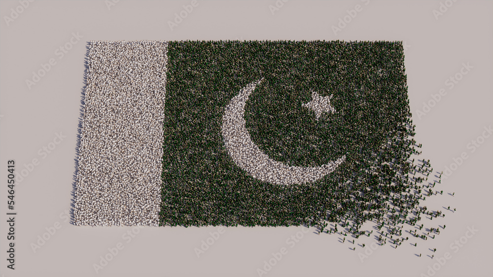 Pakistani Flag formed from a Crowd of People. Banner of Pakistan on ...