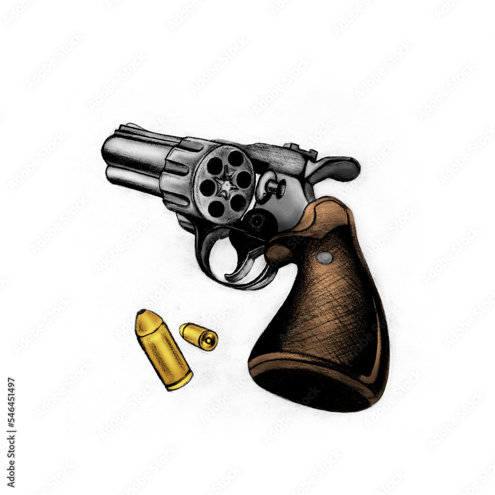 gun weapon pistol drawing sketch illustration handgun crime danger ...