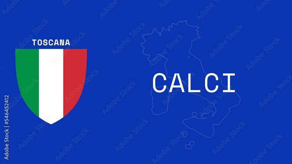 Calci: Illustration mit dem Ortsnamen der italienischen Stadt Calci in ...