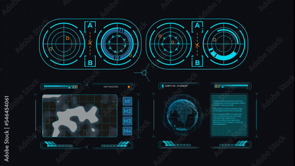 HUD UI Elements. Futuristic style. Game UI. Sci-fi screens. Stock ...