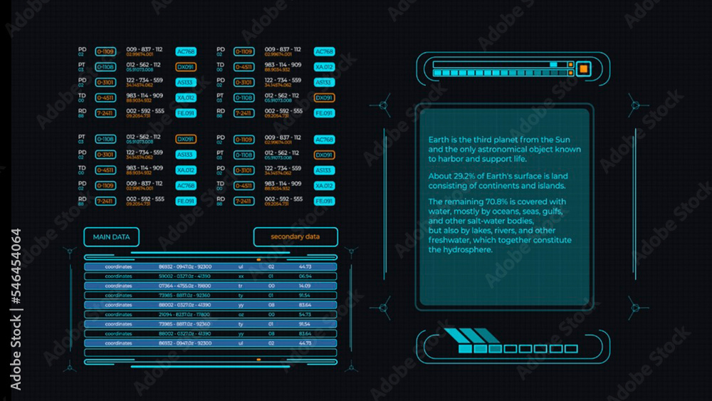 HUD UI Elements. Futuristic style. Game UI. Sci-fi screens. Stock ...