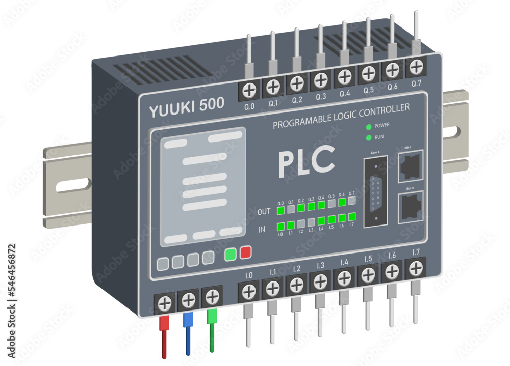 3d Plc Programable Logic Controller With Input And Output Flat Design Vector De Stock Adobe Stock