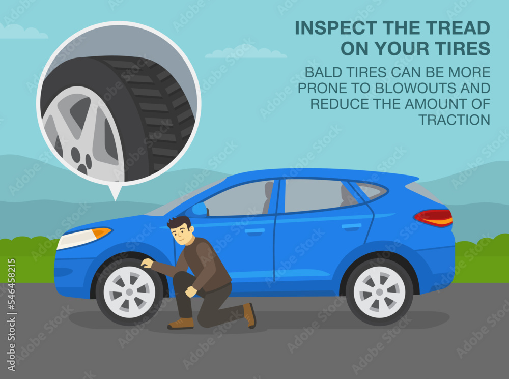 Safe car driving tips and traffic regulation rules. Male driver ...