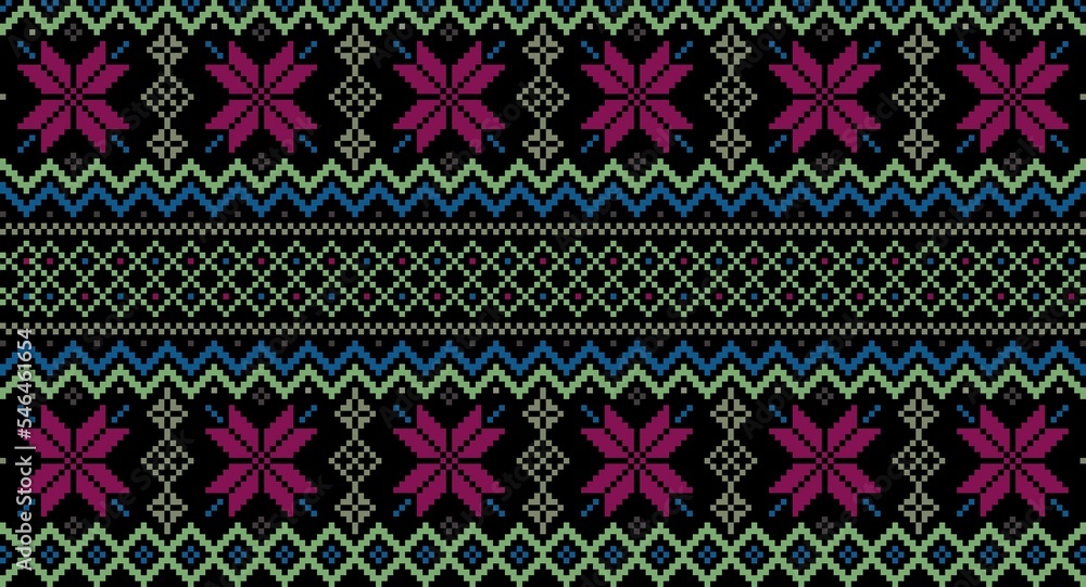 Geometric ethnic texture embroidery in pixel art used in wallpaper ...